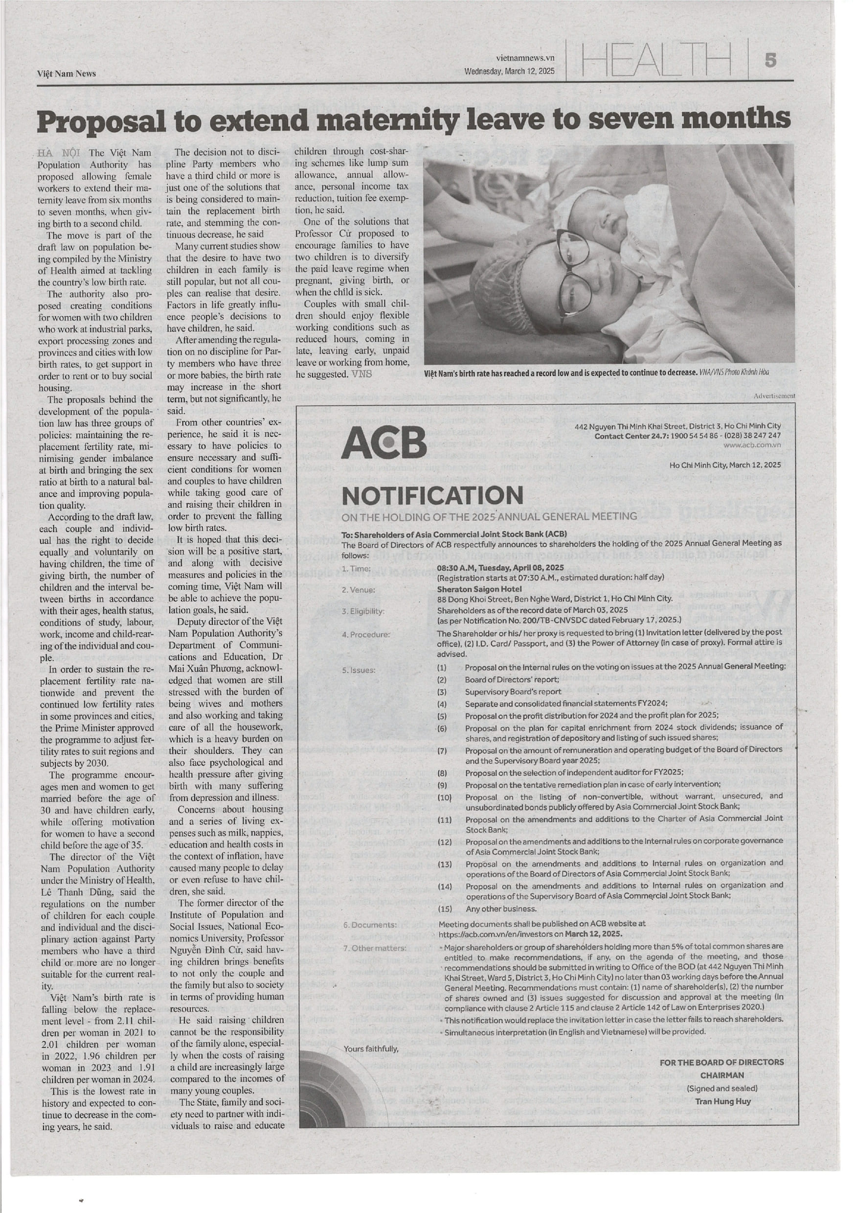 Proposal To Extend Maternity Leave To Seven Months 2025